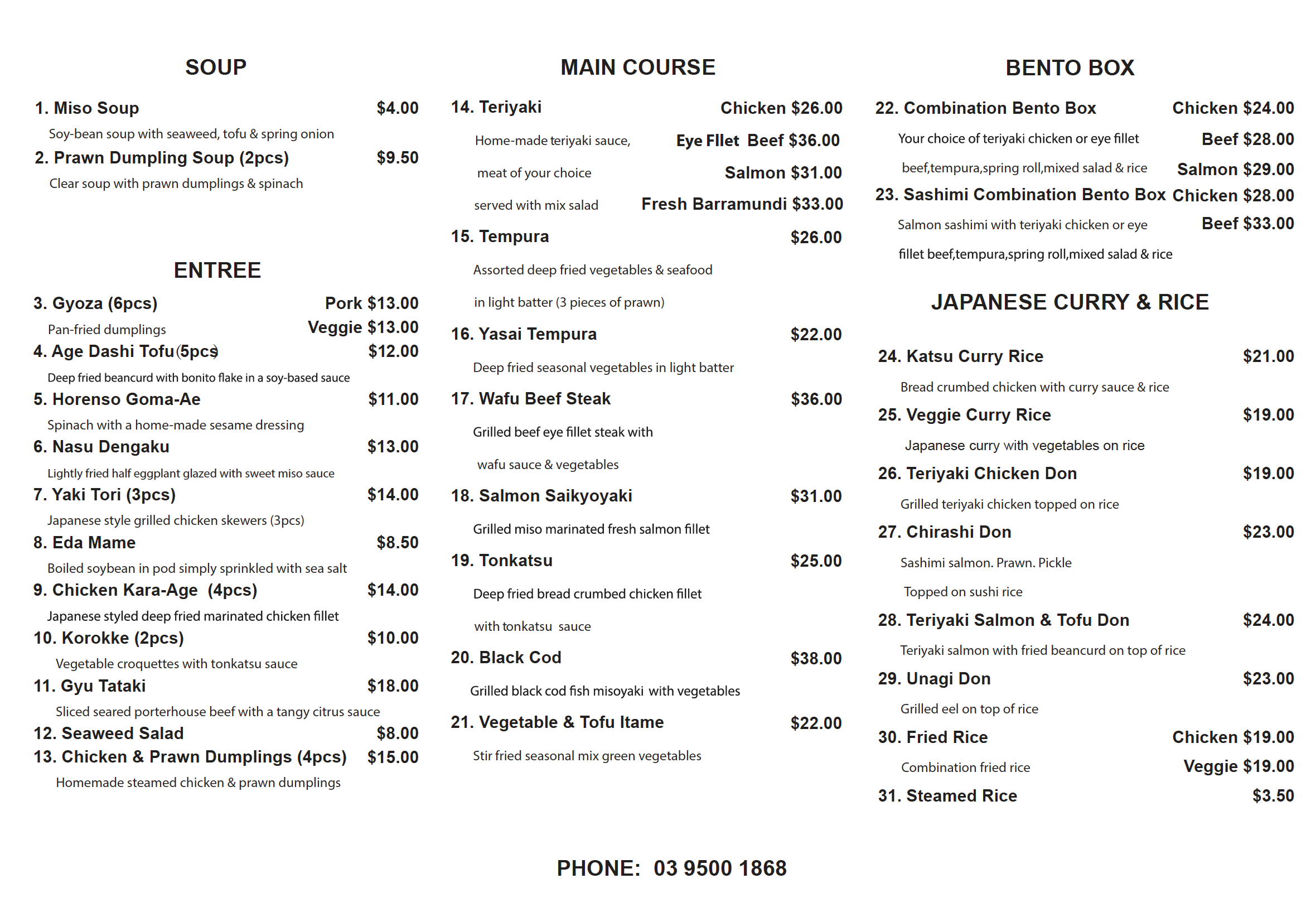 Best Japanese Restaurants Take out menu in Malvern | Japanese ...